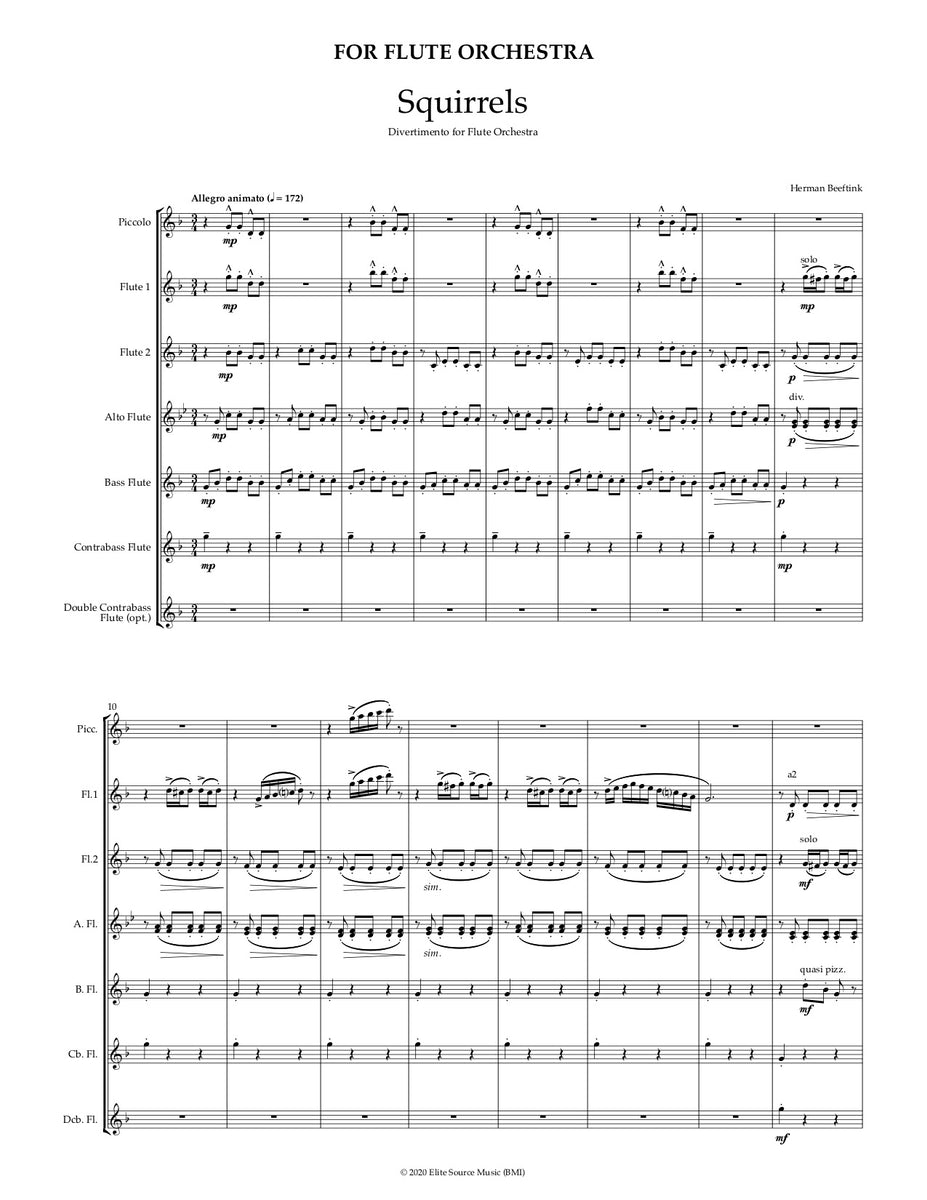 SQUIRRELS | Flute Orchestra | by Herman Beeftink | Score and all parts ...