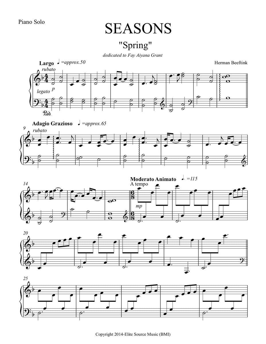 SEASONS | COMPLETE SUITE | Piano Solo | by Herman Beeftink | Sheet Mus ...