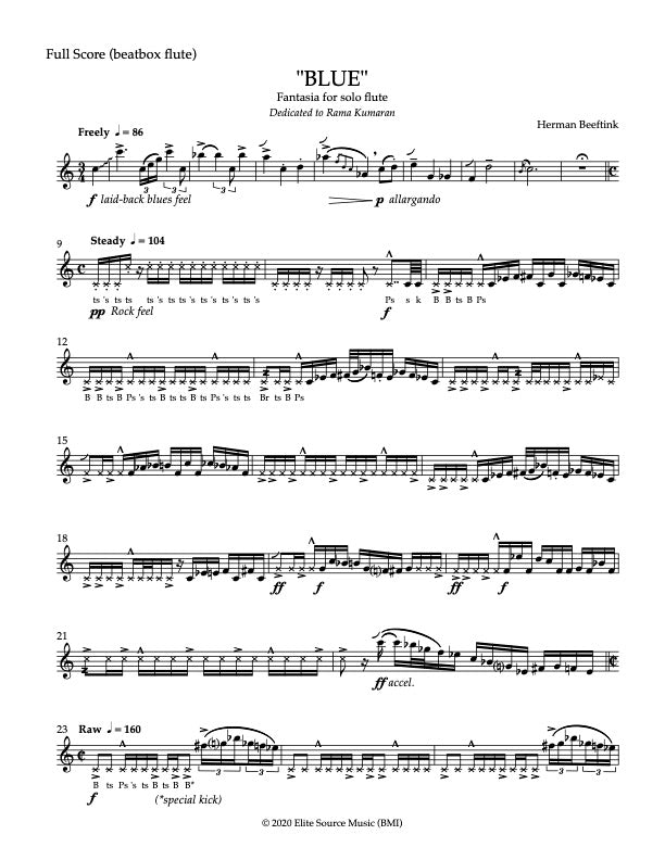 BLUE | Fantasia for Solo Flute (BEATBOX FLUTE)| by Herman Beeftink | S ...