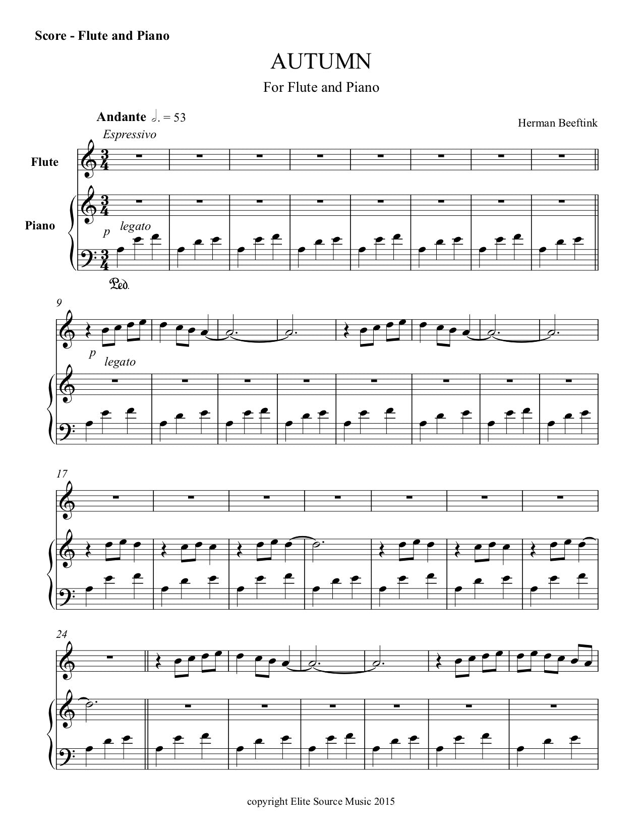 AUTUMN | for Flute and Piano by Herman Beeftink | Sheet Music (DIGITAL ...