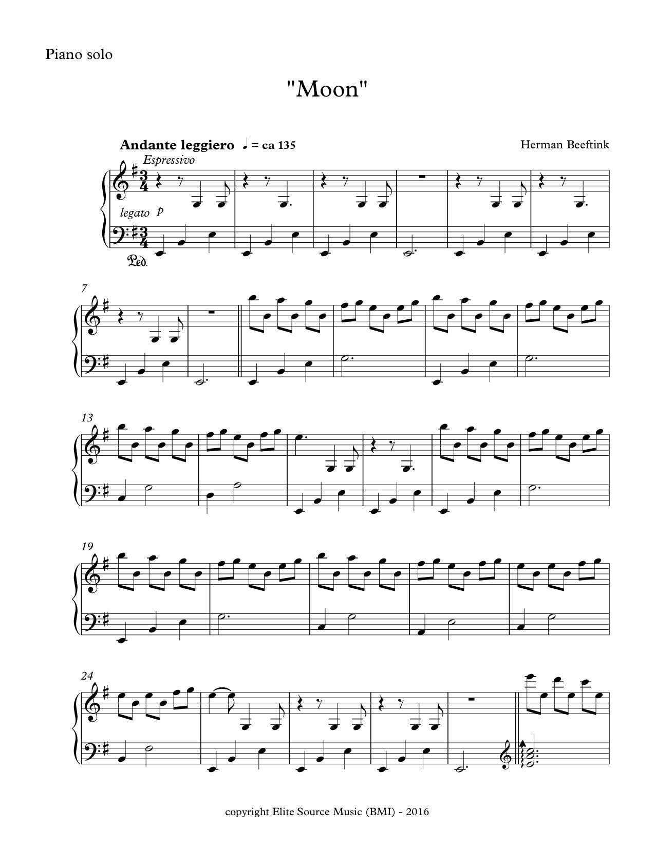 MOON | Piano Solo | by Herman Beeftink | Sheet Music (DIGITAL DOWNLOAD ...