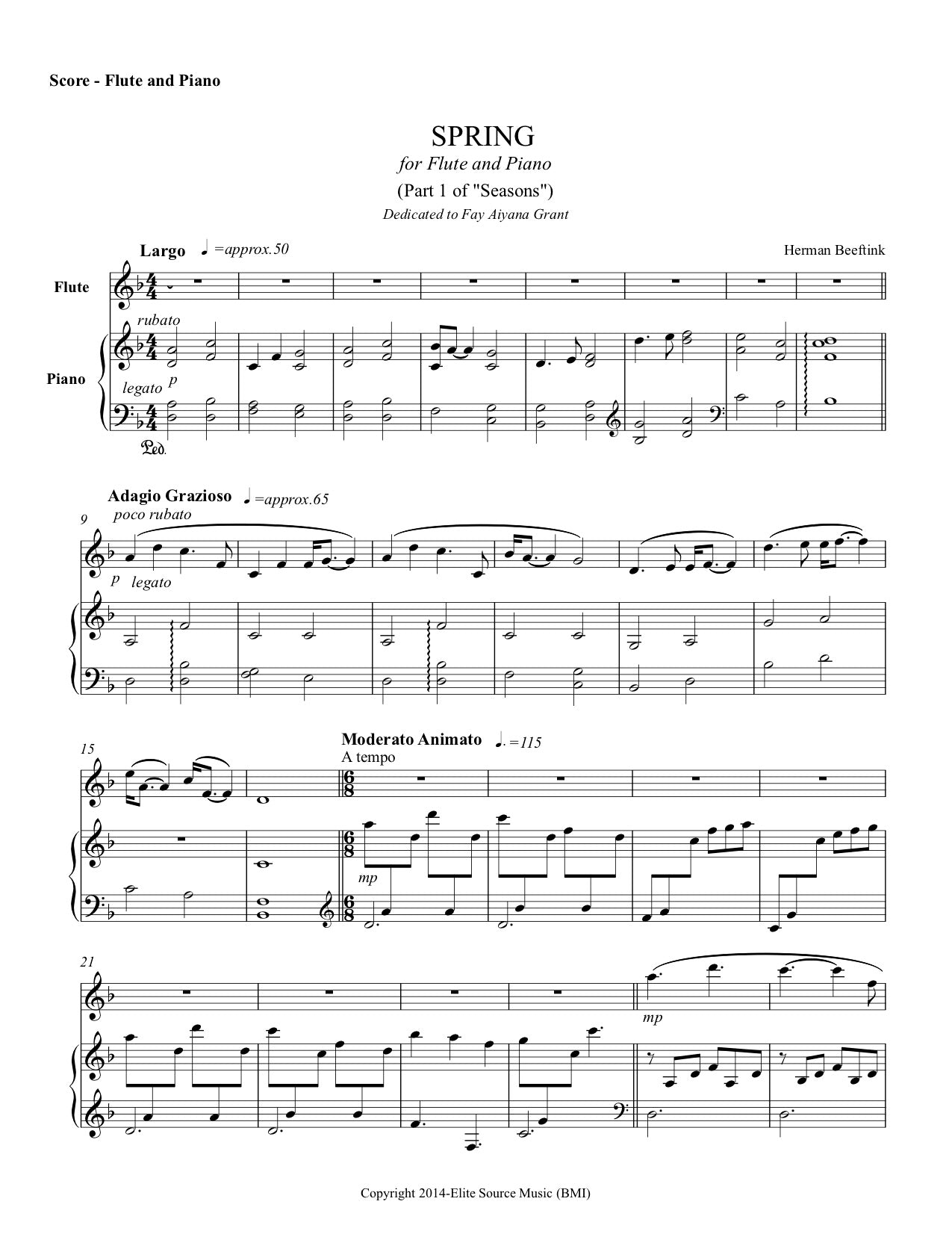 SPRING | for Flute and Piano | by Herman Beeftink | Sheet Music (DIGIT ...