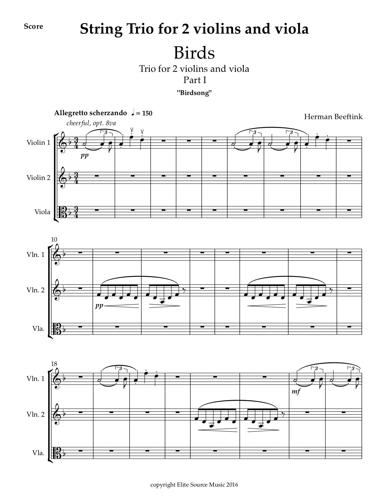 BIRDS | for String Trio (2 Violins and Viola) | Complete (Parts I, II ...